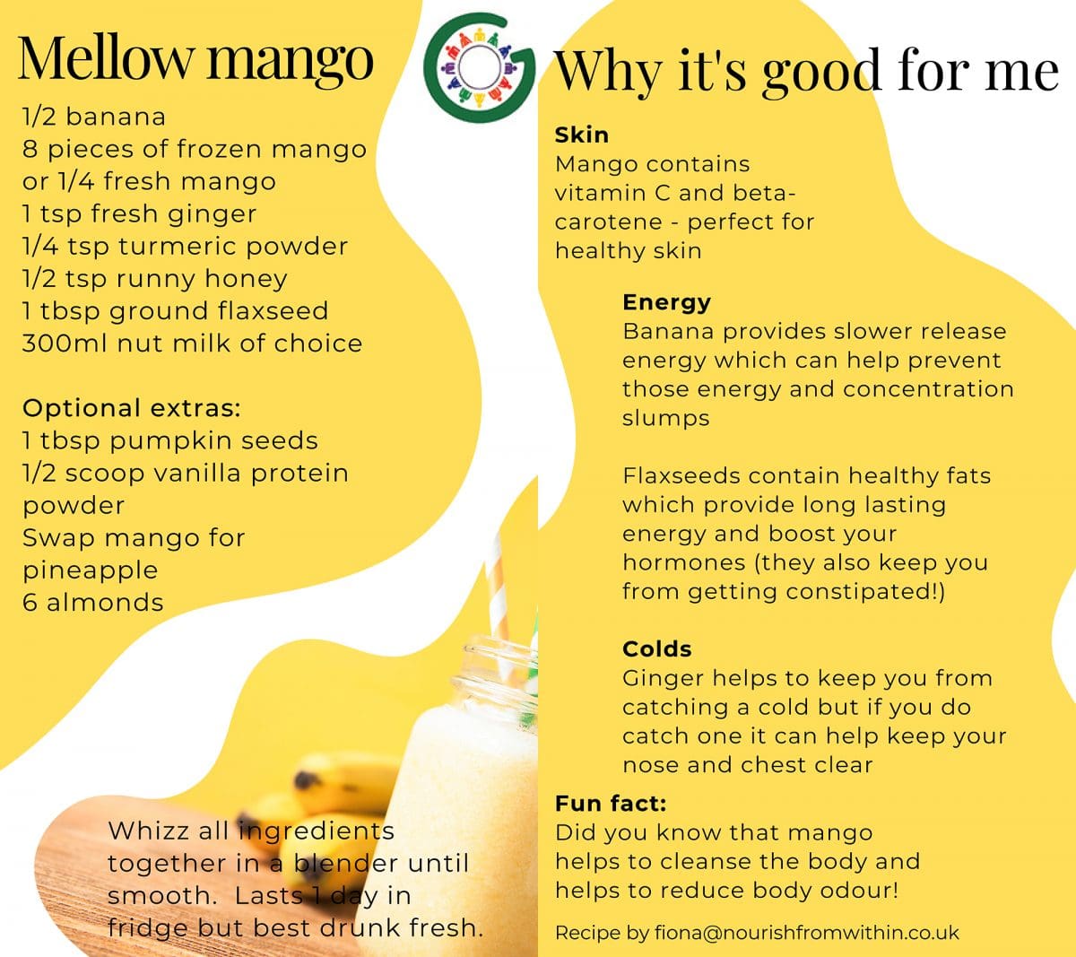 Our Mellow Mango smoothie - to celebrate World Mental Health Day ...